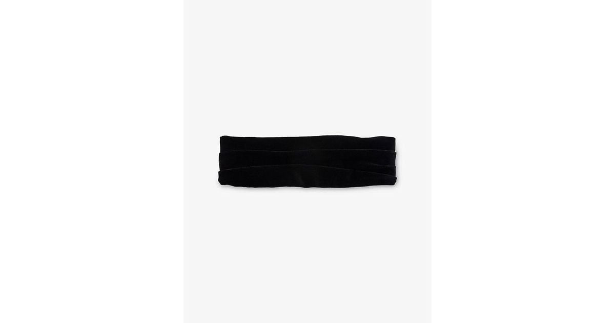 Prada Triangle Logo Velvet Headband in Black | Lyst UK