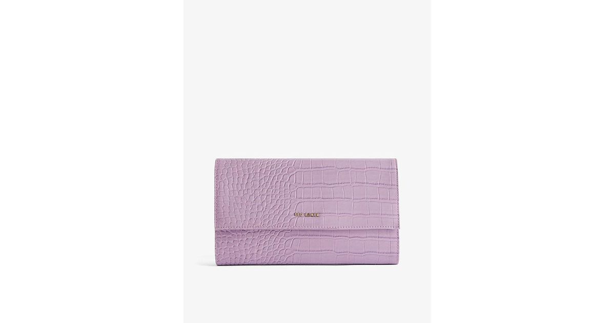 Ted Baker Abbiiss Croc-effect Faux-leather Travel Wallet in Purple | Lyst