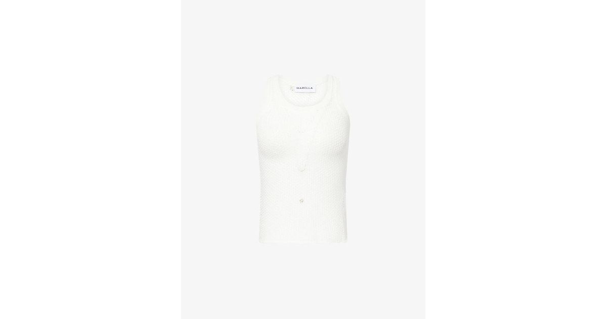 Marella X Emily Ratajkowski Scoop-Neck Knitted Top in White | Lyst