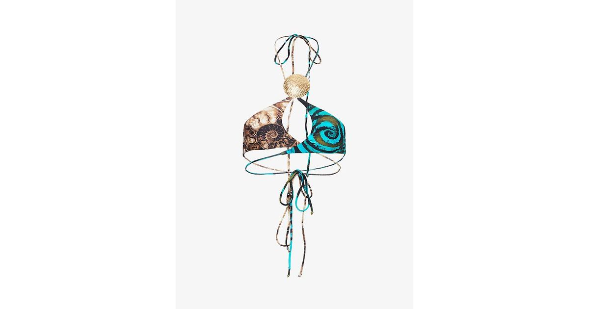 Jaded London Gina Halter-Neck Bikini Top in Blue | Lyst