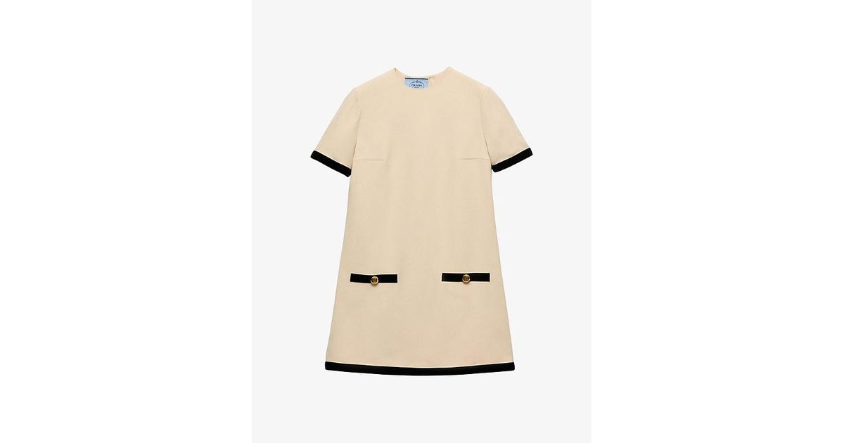 Prada Sablè Bow-Back Woven Mini Dress in Natural | Lyst