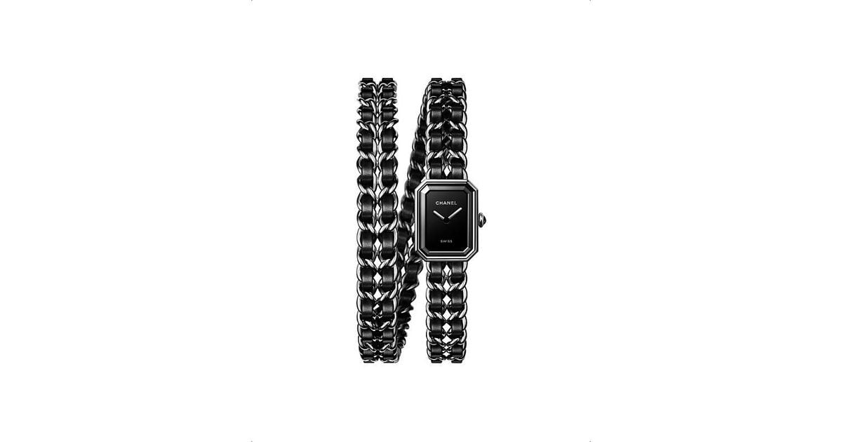 CHANEL Première Iconic Chain Double Row Steel And Leather Watch in ...