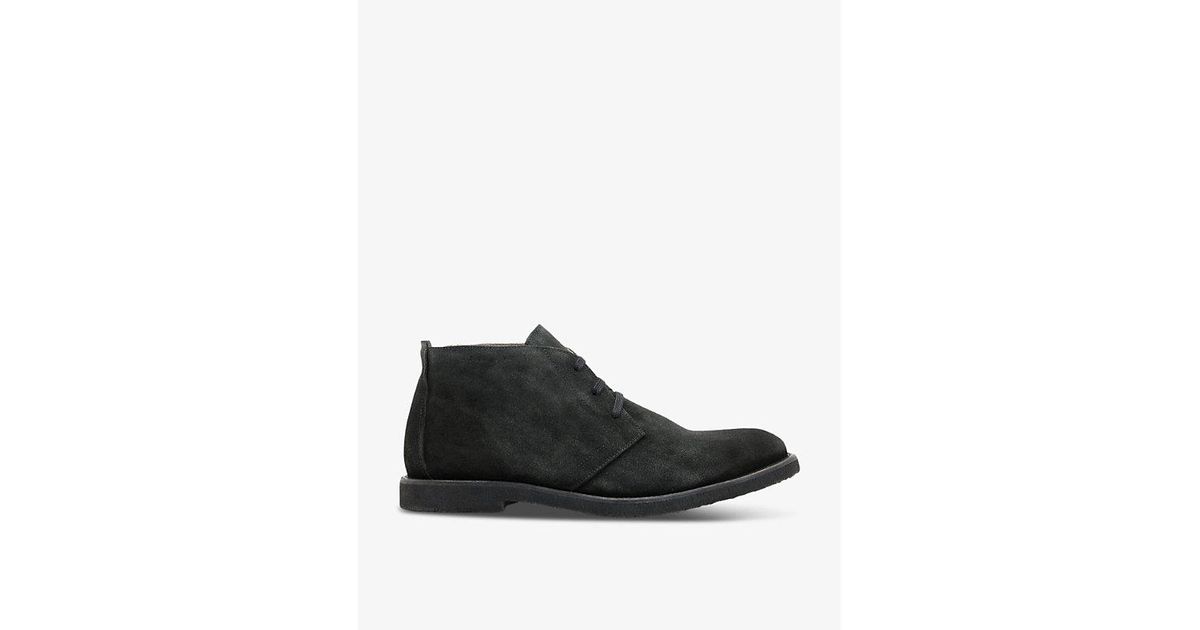 AllSaints Bilton Logo-Embossed Suede Ankle Boots in Black for Men | Lyst