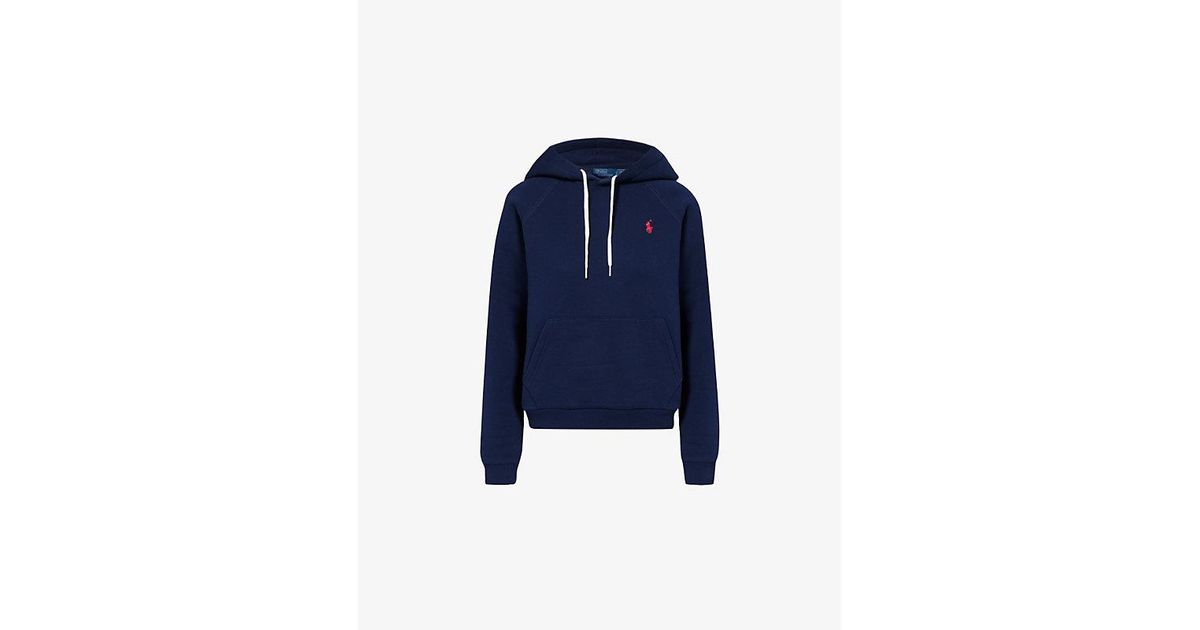 Polo Ralph Lauren Logo-Embroidery Fleece-Lined Cotton-Blend Jersey Hoody in Blue | Lyst