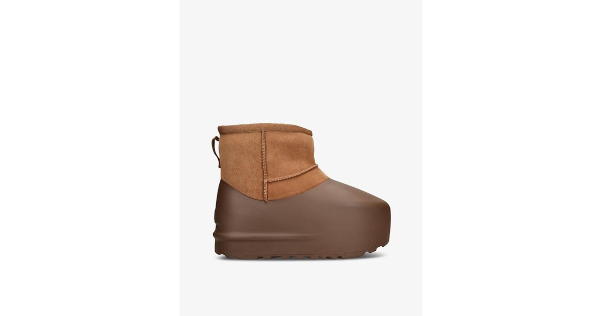 UGG Classic Mini Pumped Molded Suede Boots in Brown | Lyst