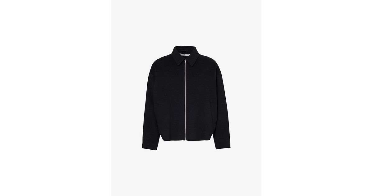 Acne Studios Doverio Zip-Front Long-Sleeve Wool-Felt Jacket in Black ...