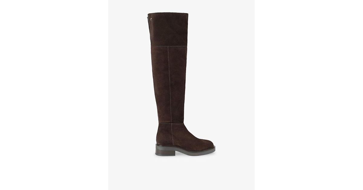 Carvela Kurt Geiger Napoli Suede Flat Over-The-Knee Boots in Brown | Lyst