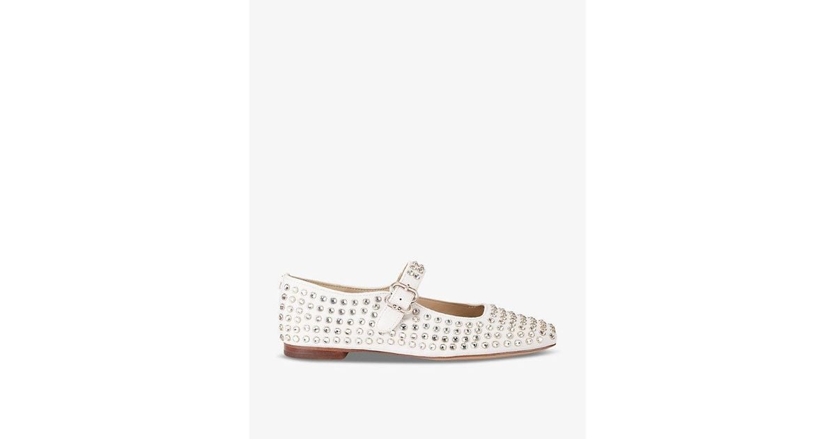 Sam Edelman Michaela Rhinestone-Embellished Ballet Flats in White | Lyst