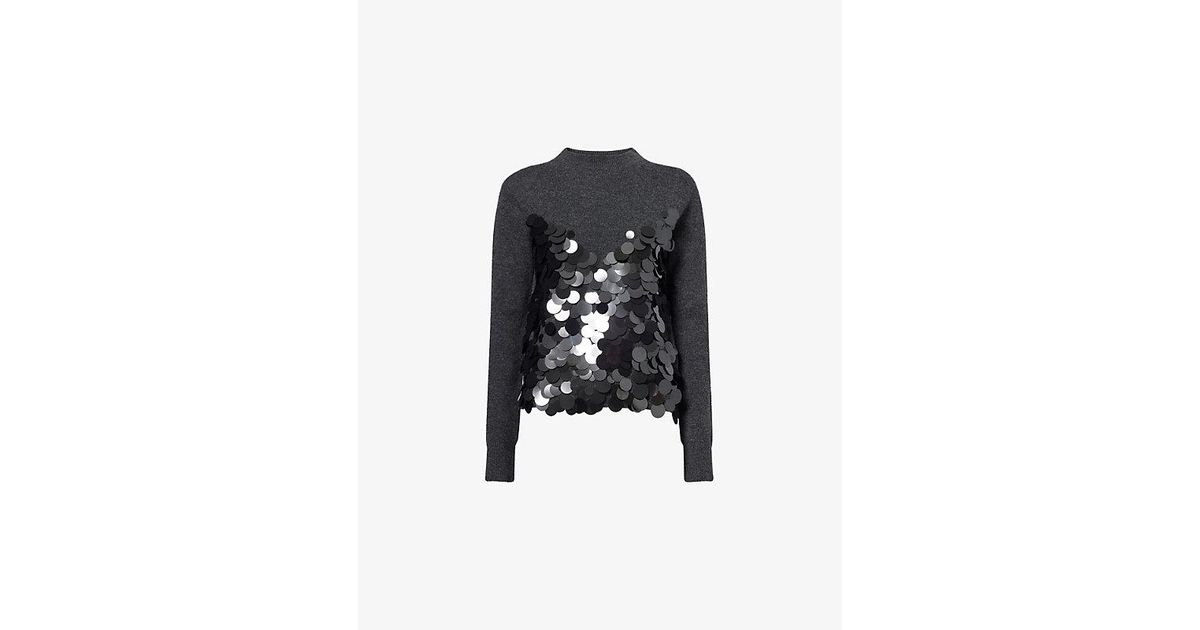 Sacai Sequin-Embellished Wool Jumper in Black | Lyst UK