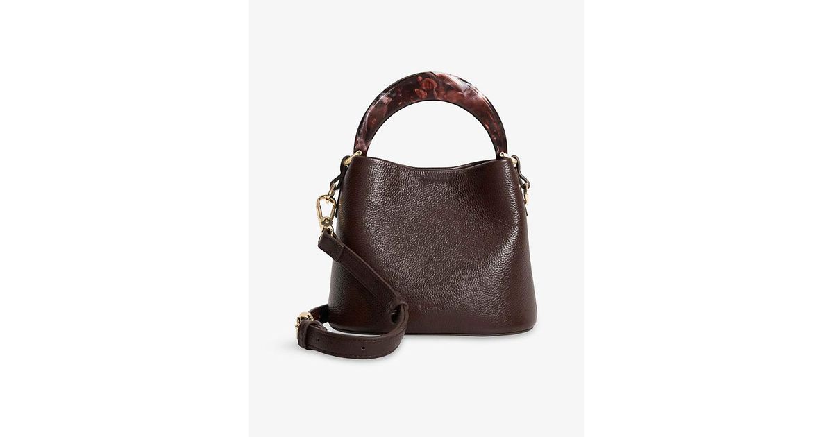 Dune Dharla Moulded-Handle Leather Handbag in Brown | Lyst UK