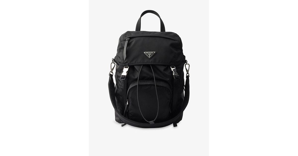 Prada Re-Nylon Shell Backpack in Black | Lyst UK