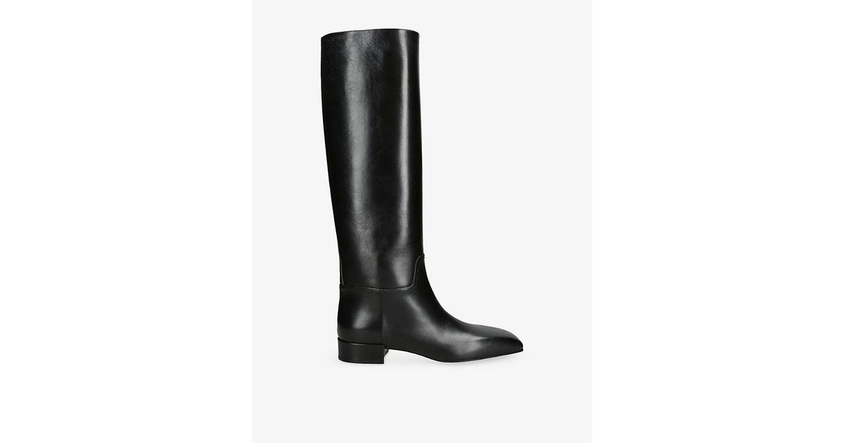 Christen Square-Toe Leather Knee-High Boots in Black | Lyst UK