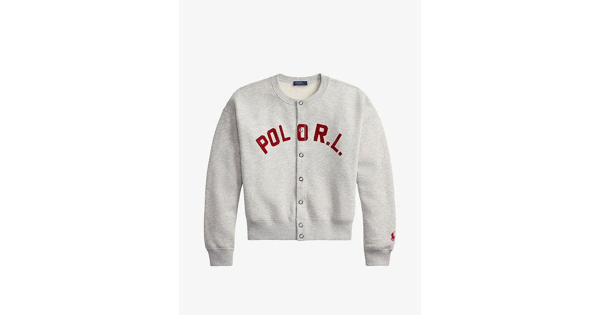 Polo Ralph Lauren Round-Neck Logo-Embroidered Cotton-Jersey Cardigan in ...