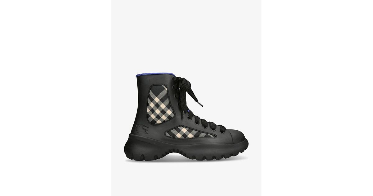 Burberry Boulder Check-Print Rubber Ankle Boots in Black for Men | Lyst