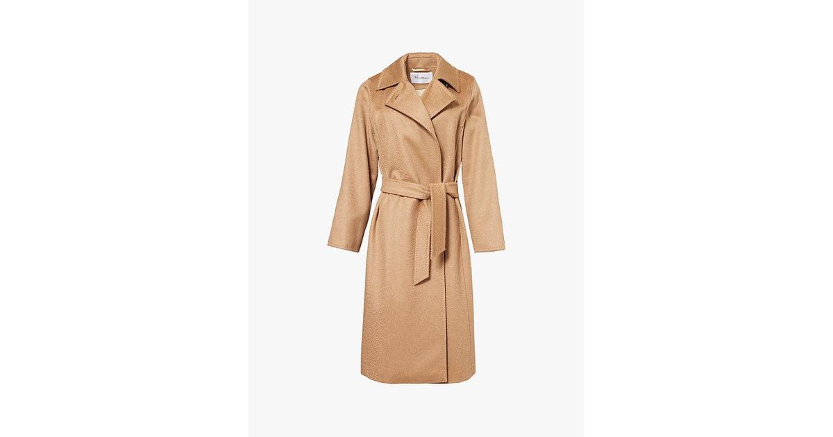 Max Mara Manuela Two-Slip Pockets Relaxed-Fit Wool Coat in Natural ...