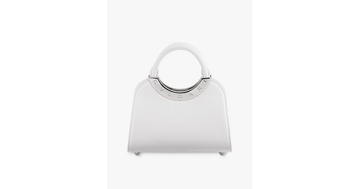 BVLGARI Roma Mini Leather Top-Handle Bag in White | Lyst