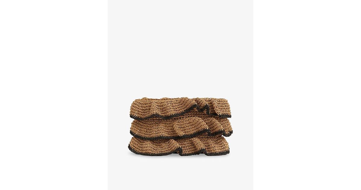 Reiss Raya Raffia Clutch in Brown | Lyst
