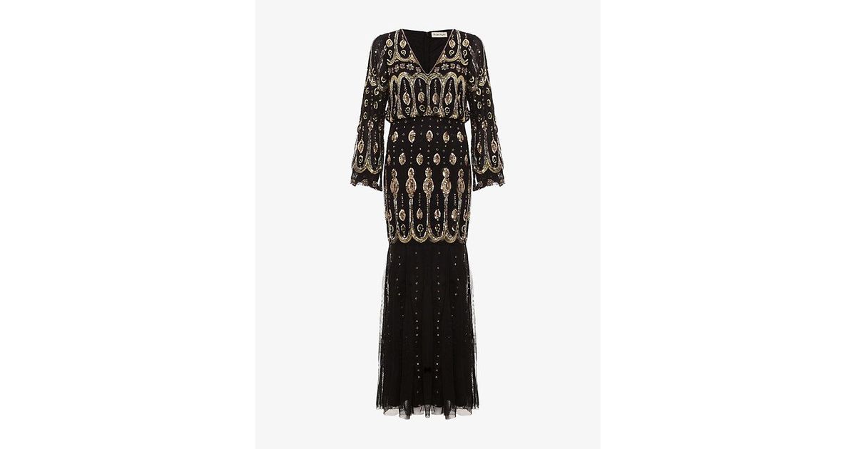 Phase Eight Sasha Sequin-Embellished Woven Maxi Dress in Black | Lyst