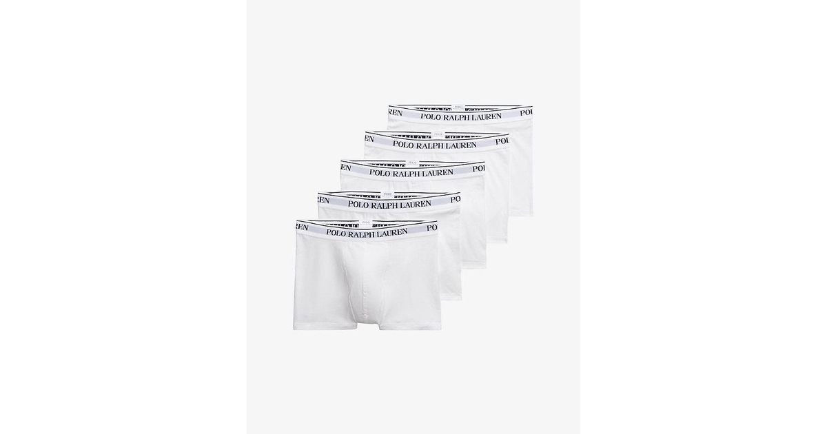 Polo Ralph Lauren Classic Pack Of Five Cotton-Jersey Trunks in White ...
