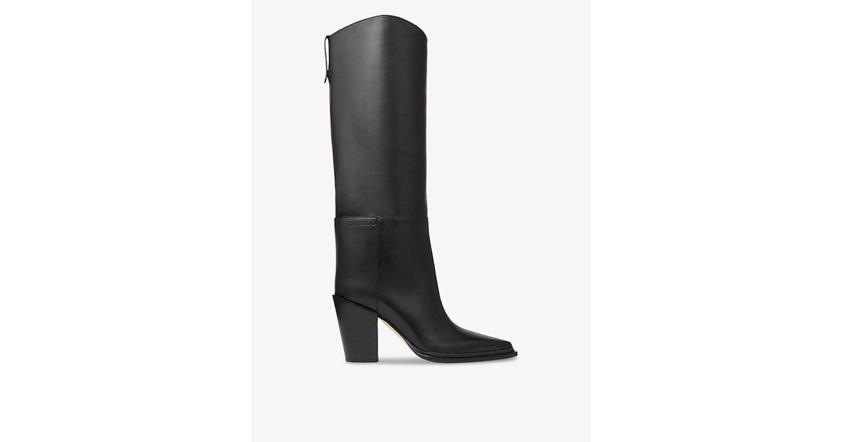 Jimmy Choo Cece Leather Heeled Knee-High Boots in Black | Lyst