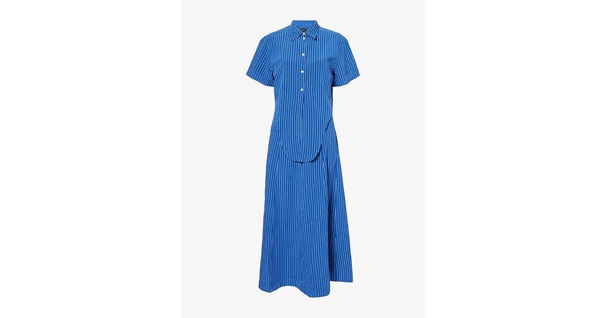 ME+EM 2-In-1 Fluid Stripe Woven Midi Dress in Blue | Lyst