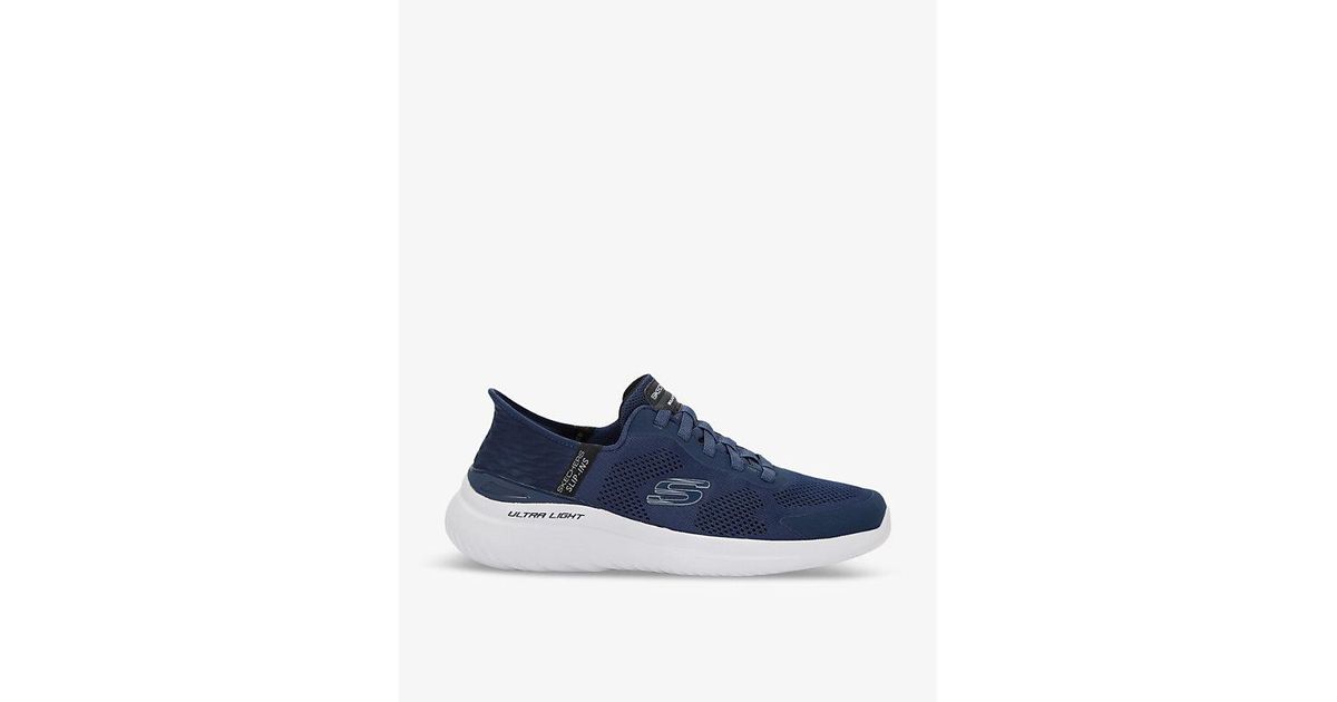 Skechers Bounder 2.0 Logo-Patch Woven Low-Top Trainers in Blue for Men ...