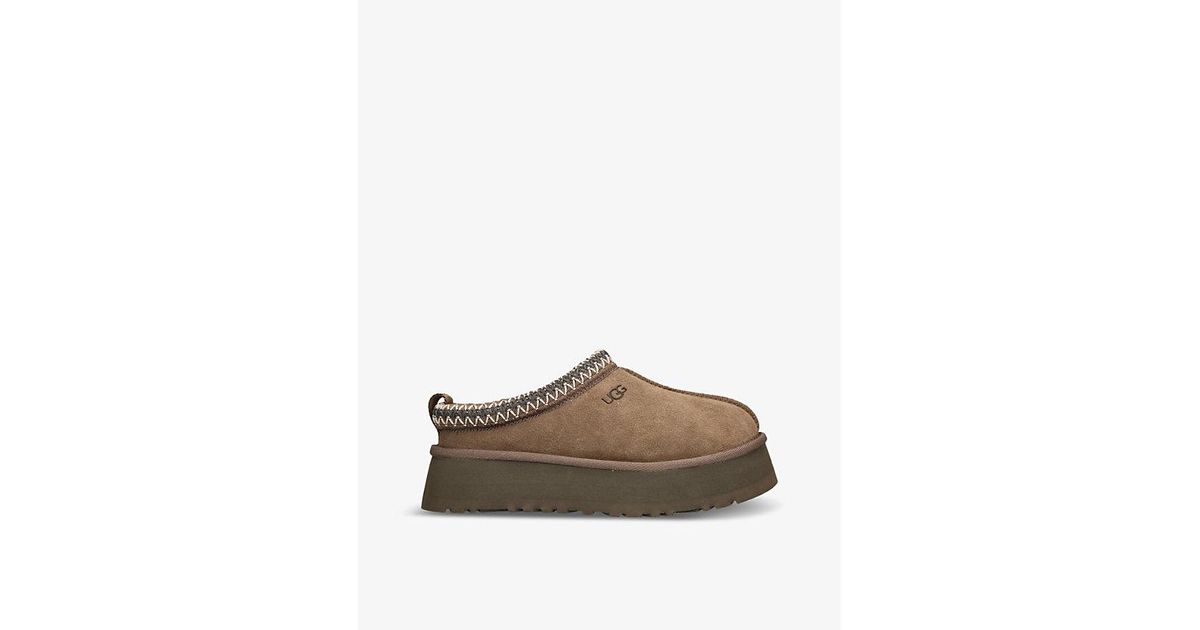 UGG Dark Tazz Logo-Debossed Suede And Shearling Slippers in Brown | Lyst UK