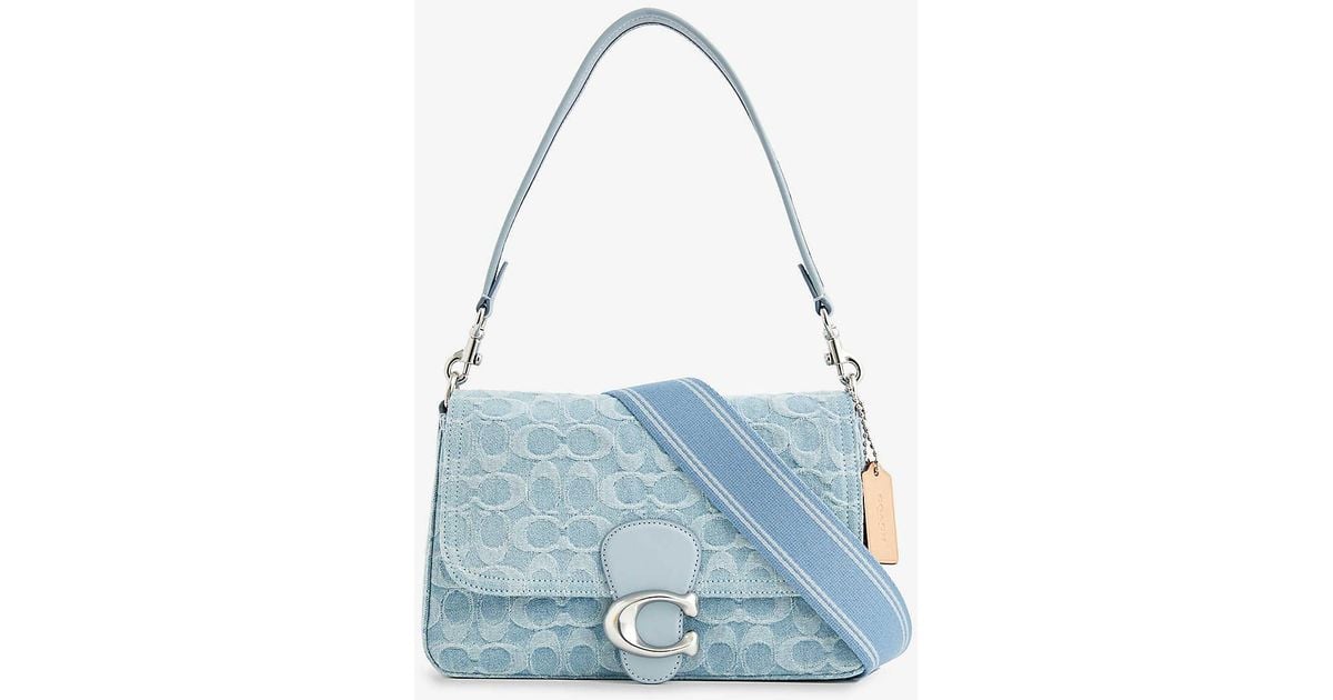 COACH Tabby Logo-embossed Denim Shoulder Bag in Blue | Lyst Canada