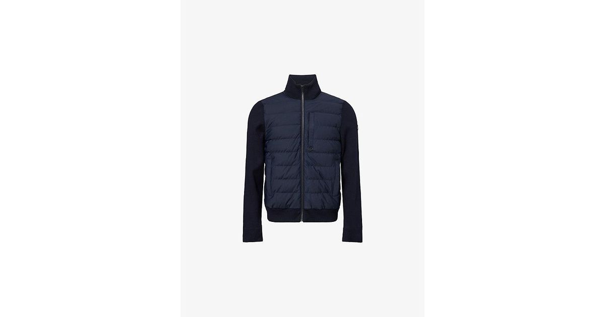 Moose Knuckles Kamet Hybrid High-Neck Woven-Down Jacket in Blue for Men ...