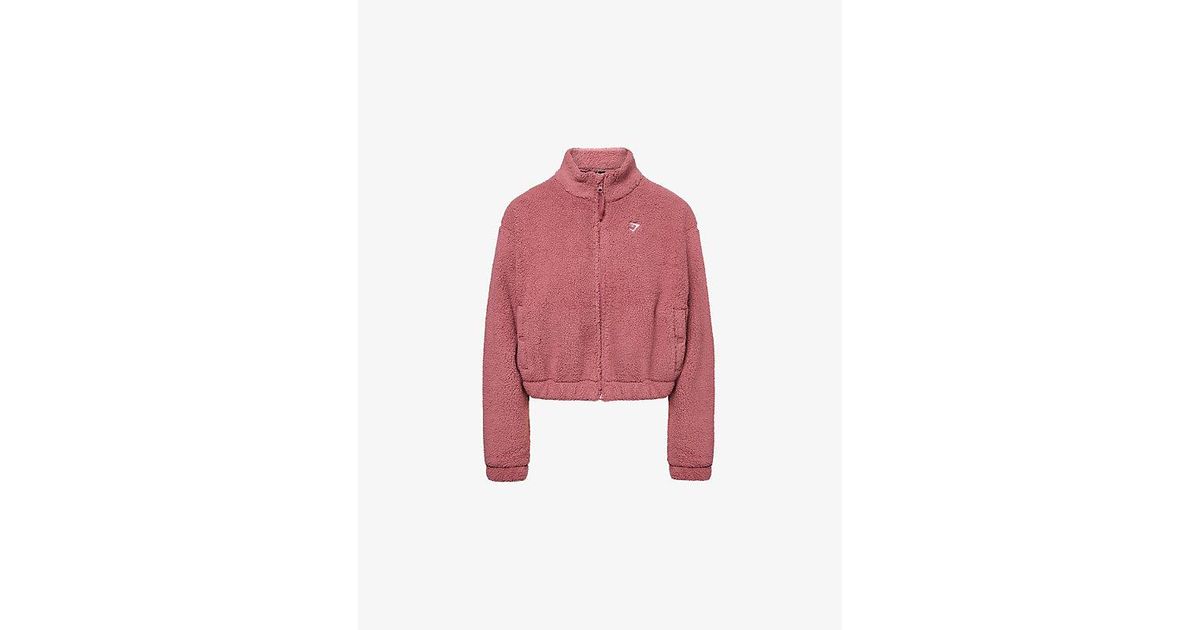 GYMSHARK Sherpa Logo-Print Padded Jacket in Red | Lyst UK