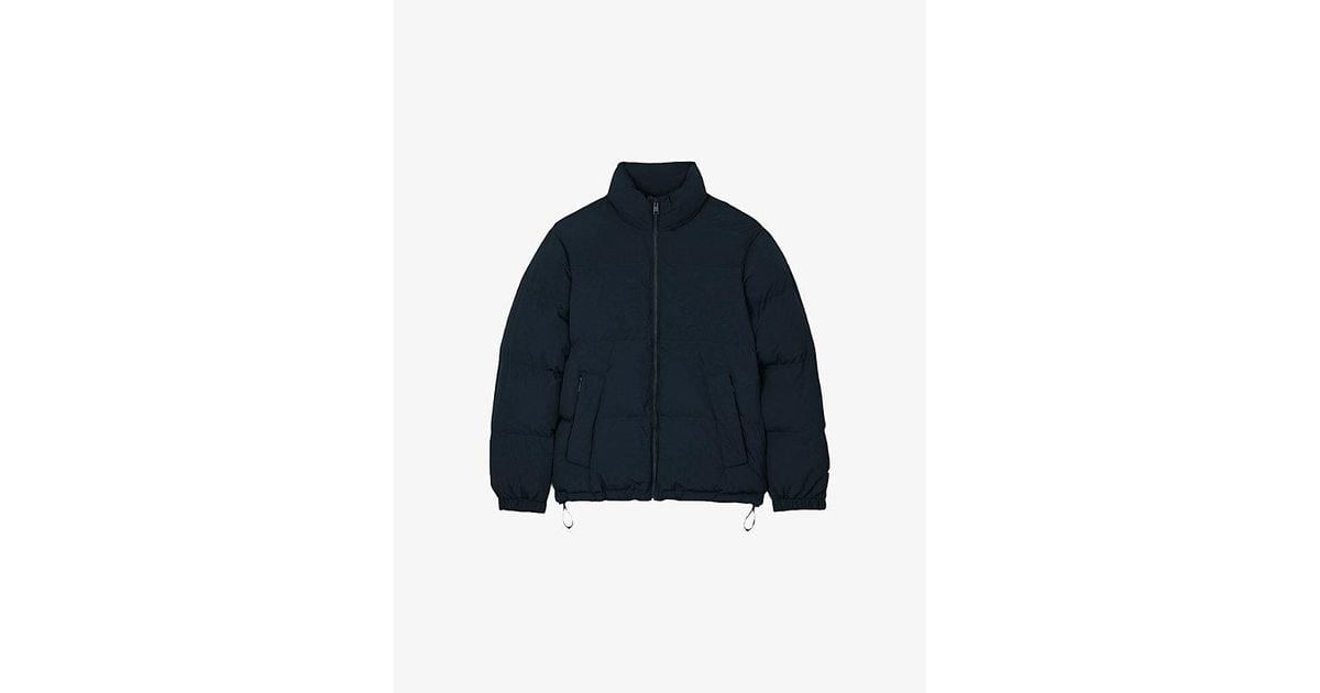 Sandro High-Neck Side-Pocket Puffer Jacket in Blue for Men | Lyst UK