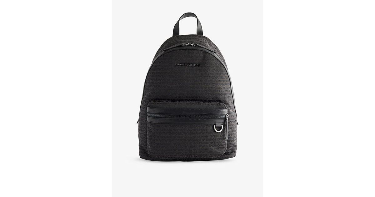 Emporio Armani Jacquard Cotton-Blend Backpack in Black for Men | Lyst
