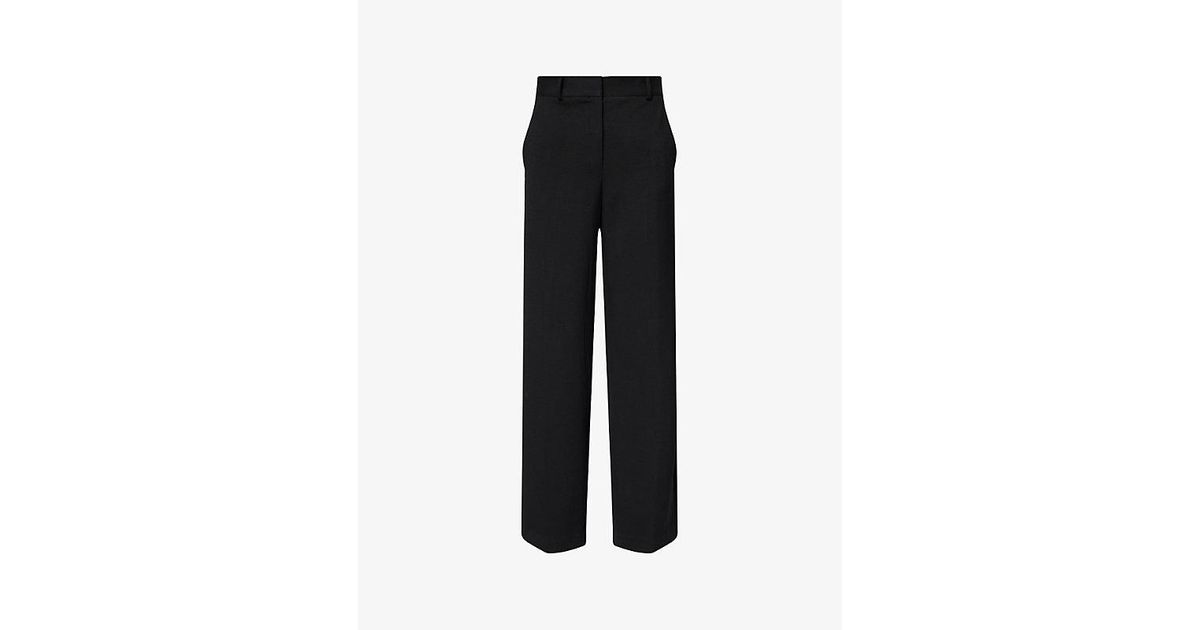 Theory Pressed Crease Wide-Leg Double-Knit Trousers in Black | Lyst UK