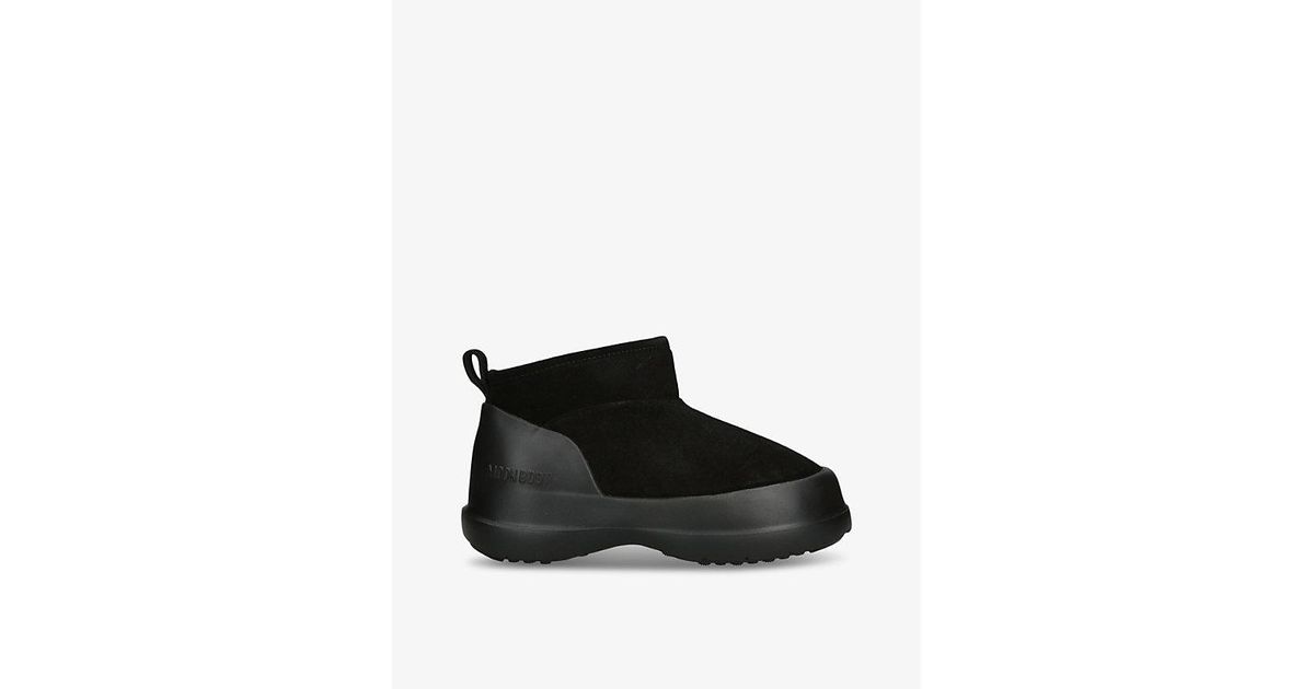 Moon Boot Luna Brand-Embossed Suede Ankle Boots in Black | Lyst