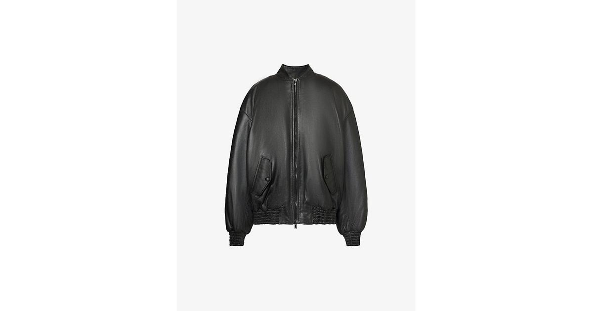 Wardrobe NYC Oversized Leather Bomber Jacket in Black | Lyst