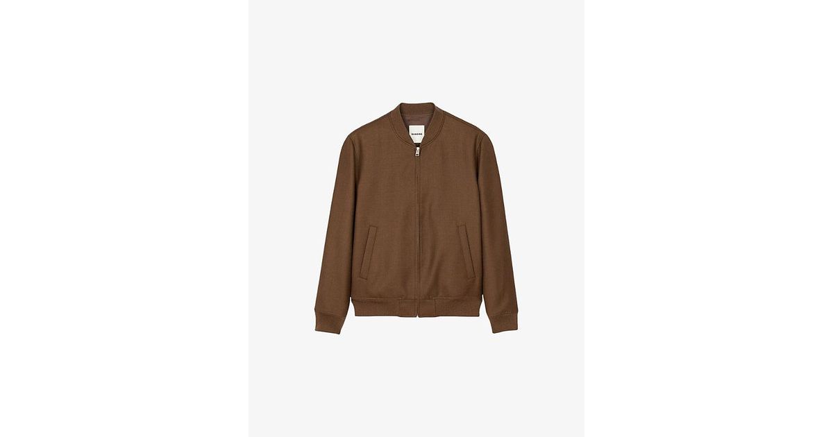 Sandro Ribbed-Collar Regular-Fit Technical Wool-Blend Jacket in Brown ...