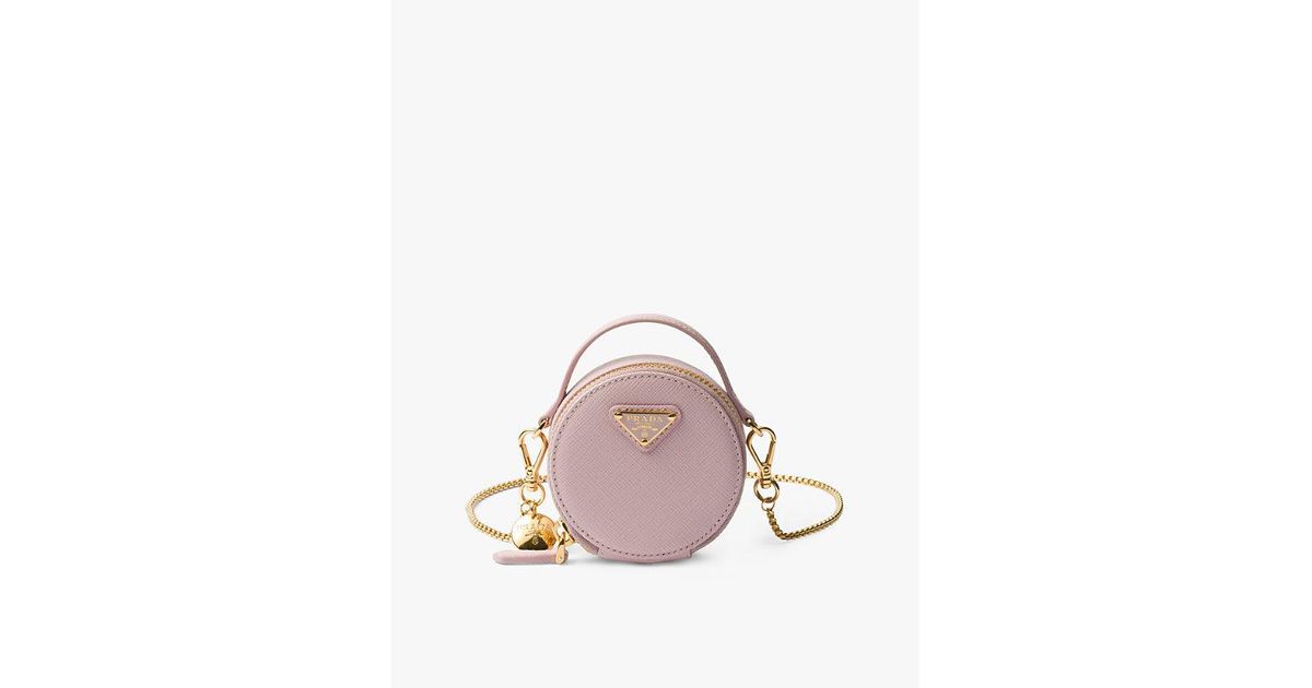 Prada Saffiano Leather Mini Pouch in Pink | Lyst