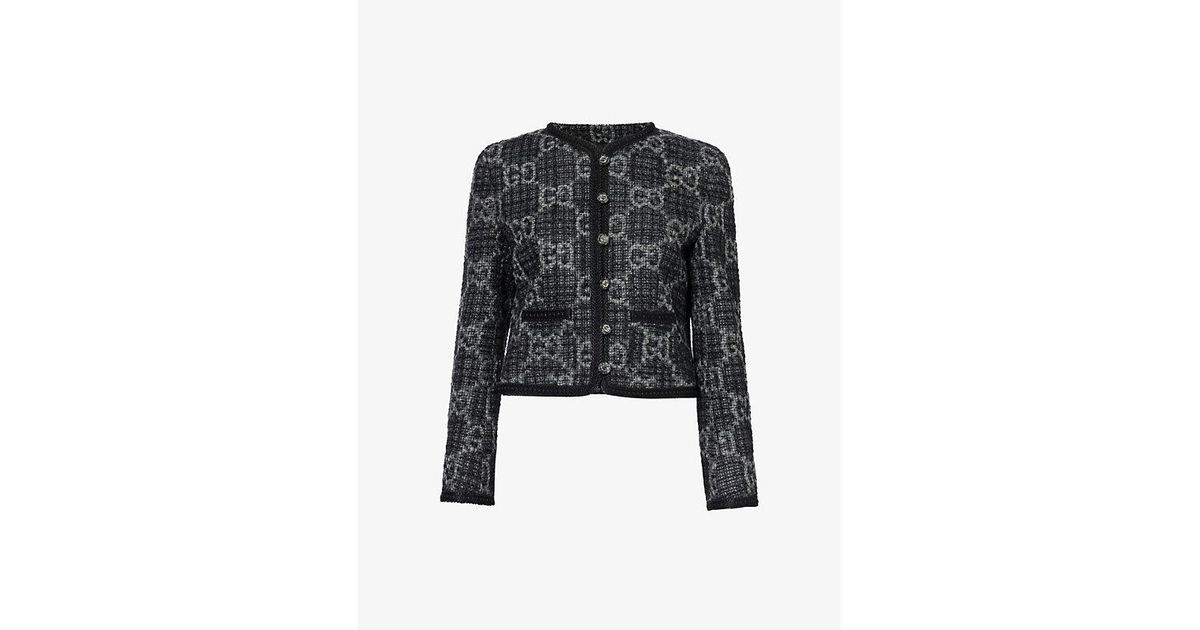 Gucci Monogram-pattern Bouclé-texture Wool And Cotton-blend Jacket in ...