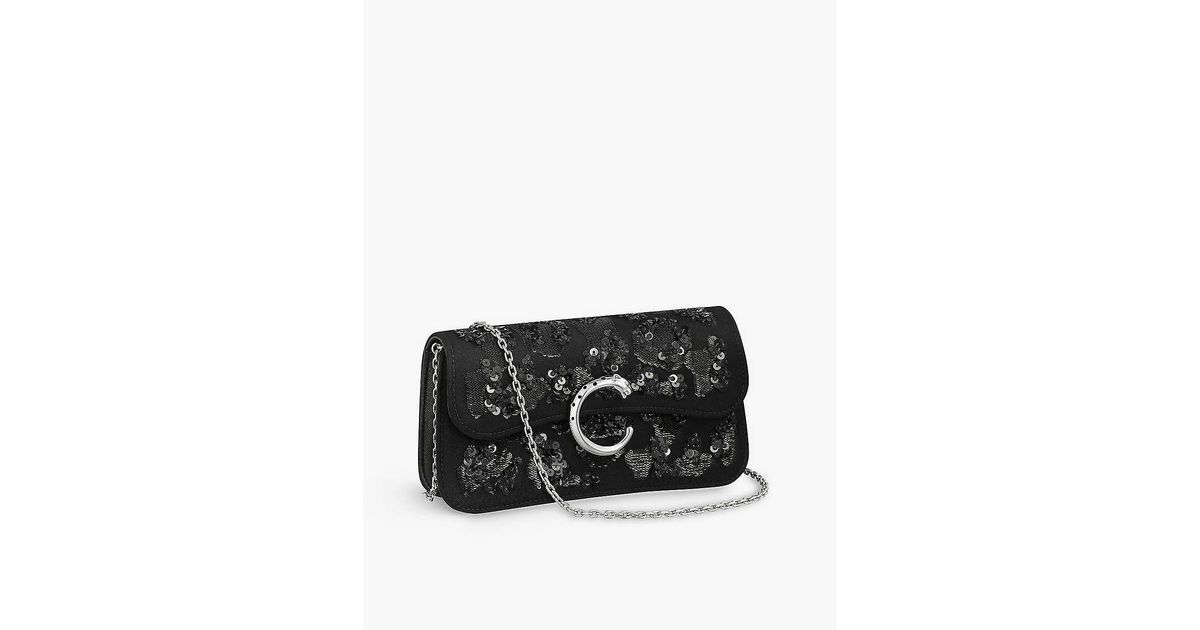 Cartier Panthère De Chain Wool Mini Cross-body Bag in Black | Lyst UK