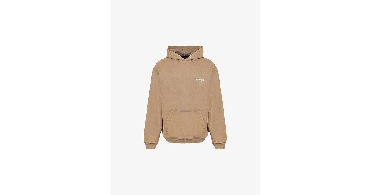 Represent Owner Club Script Cotton-Jersey Hoodie in Natural for Men ...