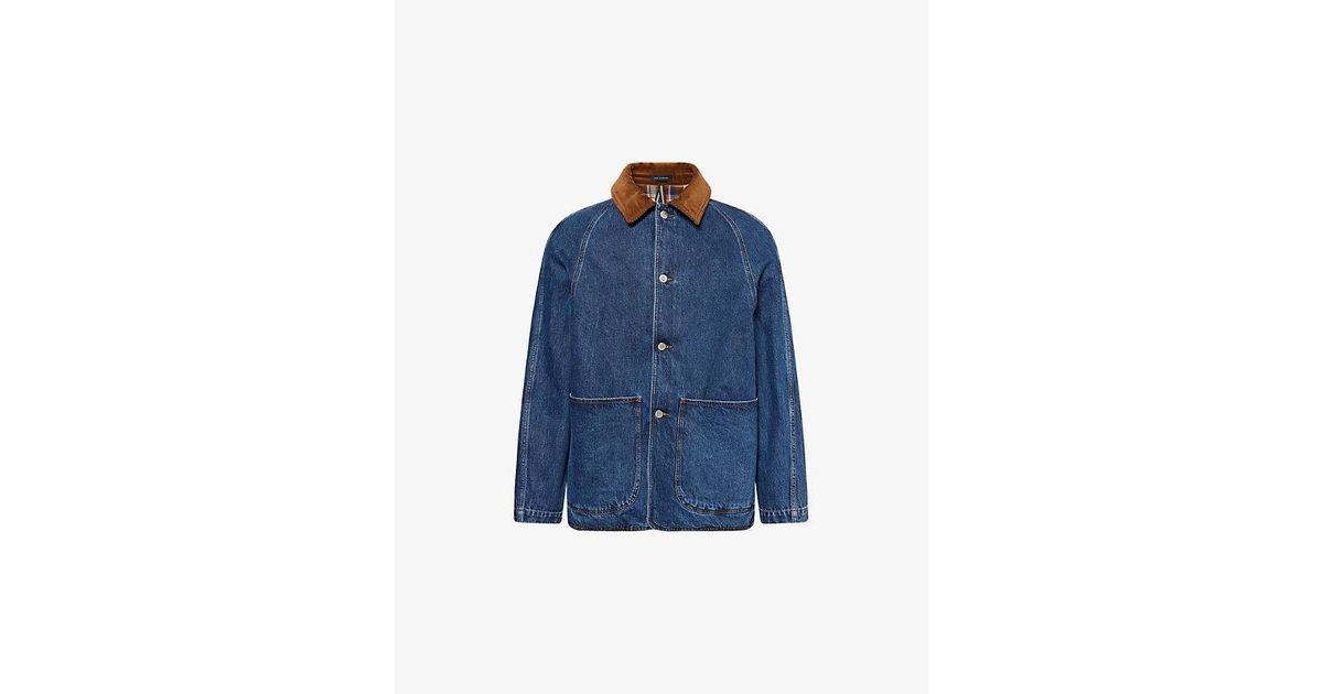 Drake's Denim Field Jacket in Blue for Men | Lyst
