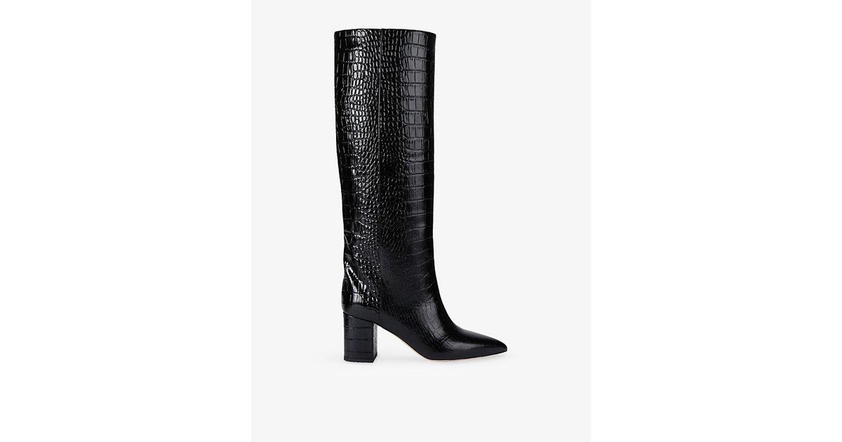 Paris Texas Anja 70 Leather High-Leg Boots in Black | Lyst