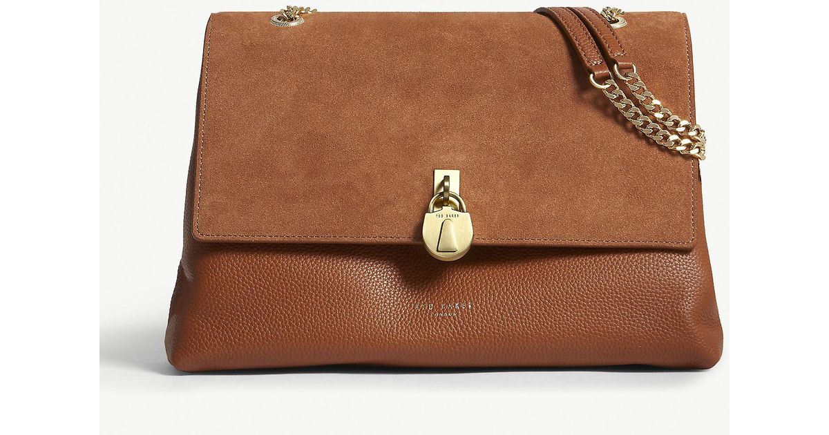 Ted Baker Hermiaa Suede And Leather Shoulder Bag in Brown | Lyst UK