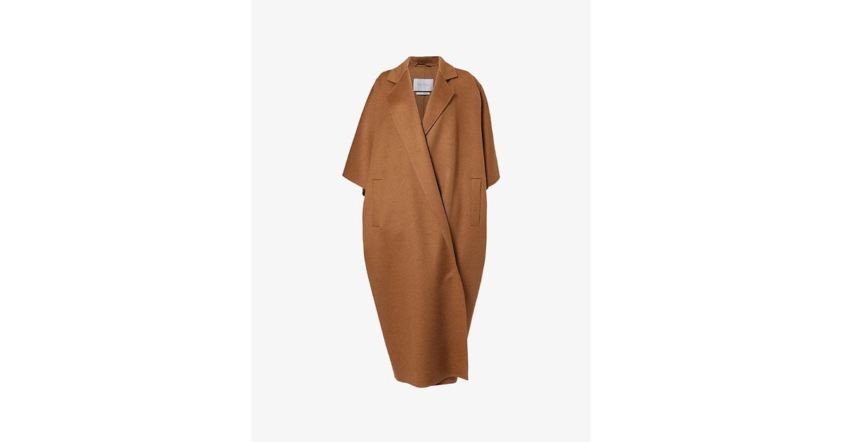 Max Mara Gitano Two-Welt-Pockets Relaxed-Fit Wool Coat in Brown | Lyst UK