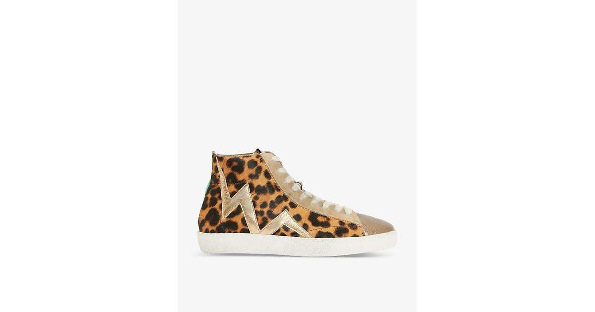 AllSaints Tundy Bolt Leopard-print Leather High-top Trainers in Natural ...