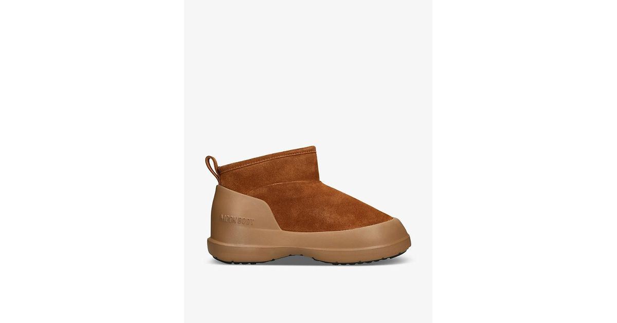 Moon Boot Luna Logo-Embossed Suede Ankle Boots in Brown | Lyst