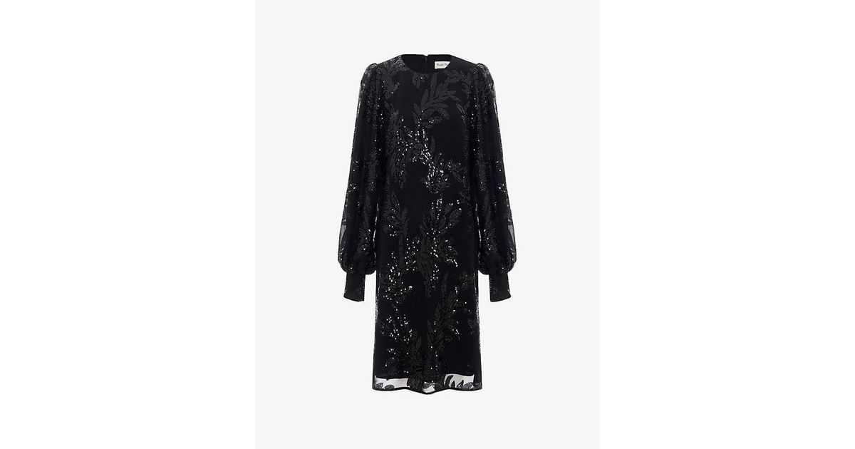 Phase Eight Odette Sequin-Embellished Woven Mini Dress in Black | Lyst
