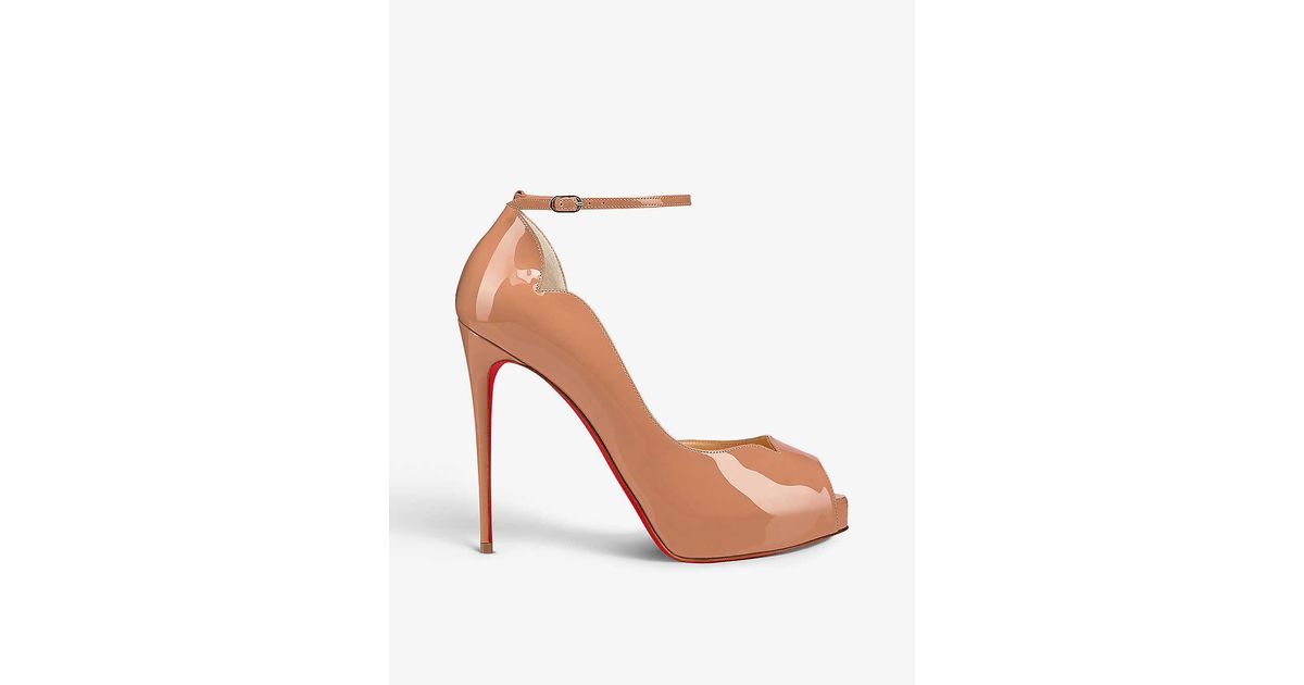 Christian Louboutin Round Chick Alta 120 Patent Nude in Natural | Lyst