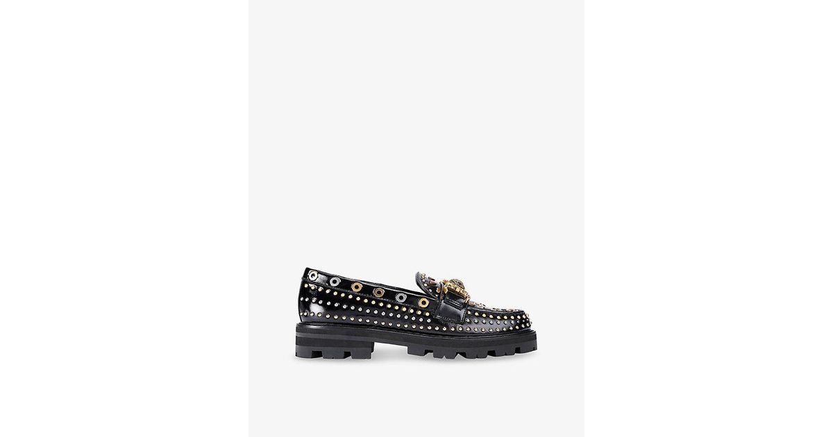 Kurt Geiger Mansion Stud Leather Loafers in Black | Lyst UK