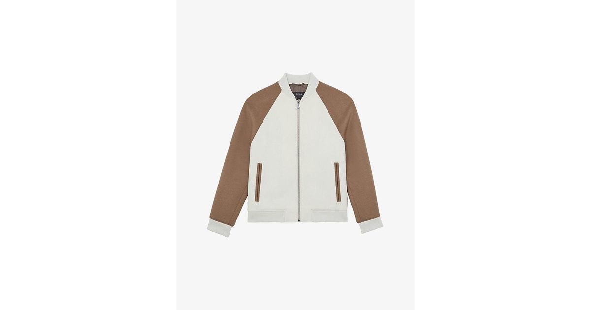 Reiss Rylan Zip-Up Wool-Blend Bomber Jacket in White for Men | Lyst UK